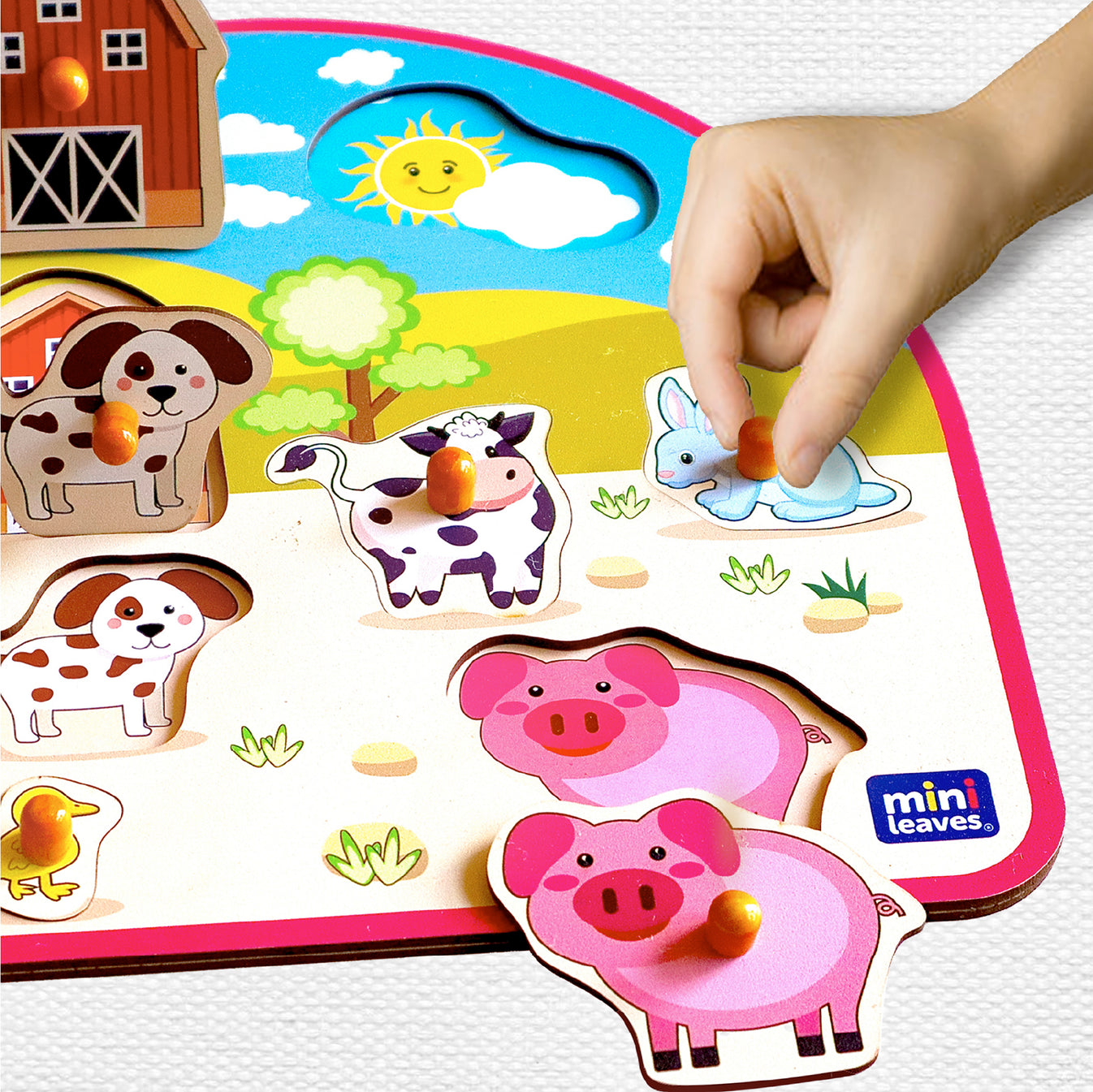 Buy Wooden Animal Barnyard Peg Board Puzzle - SkilloToys.com