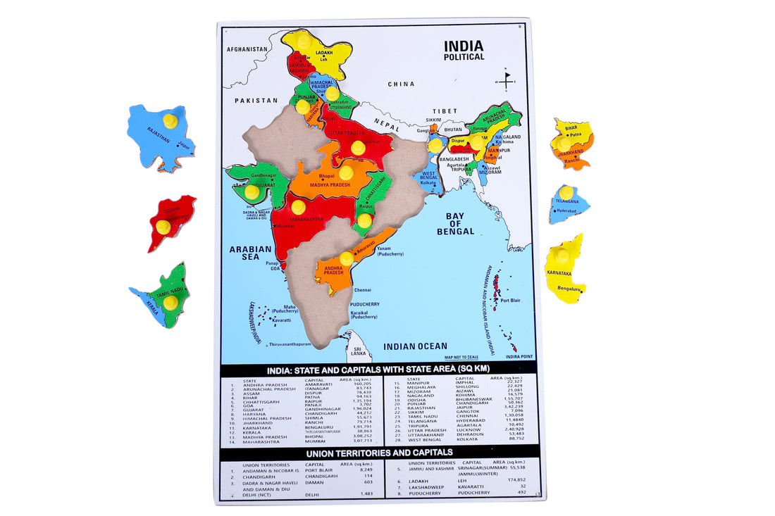 Buy Wooden Educational India Political Map Puzzle Board for Kids ...