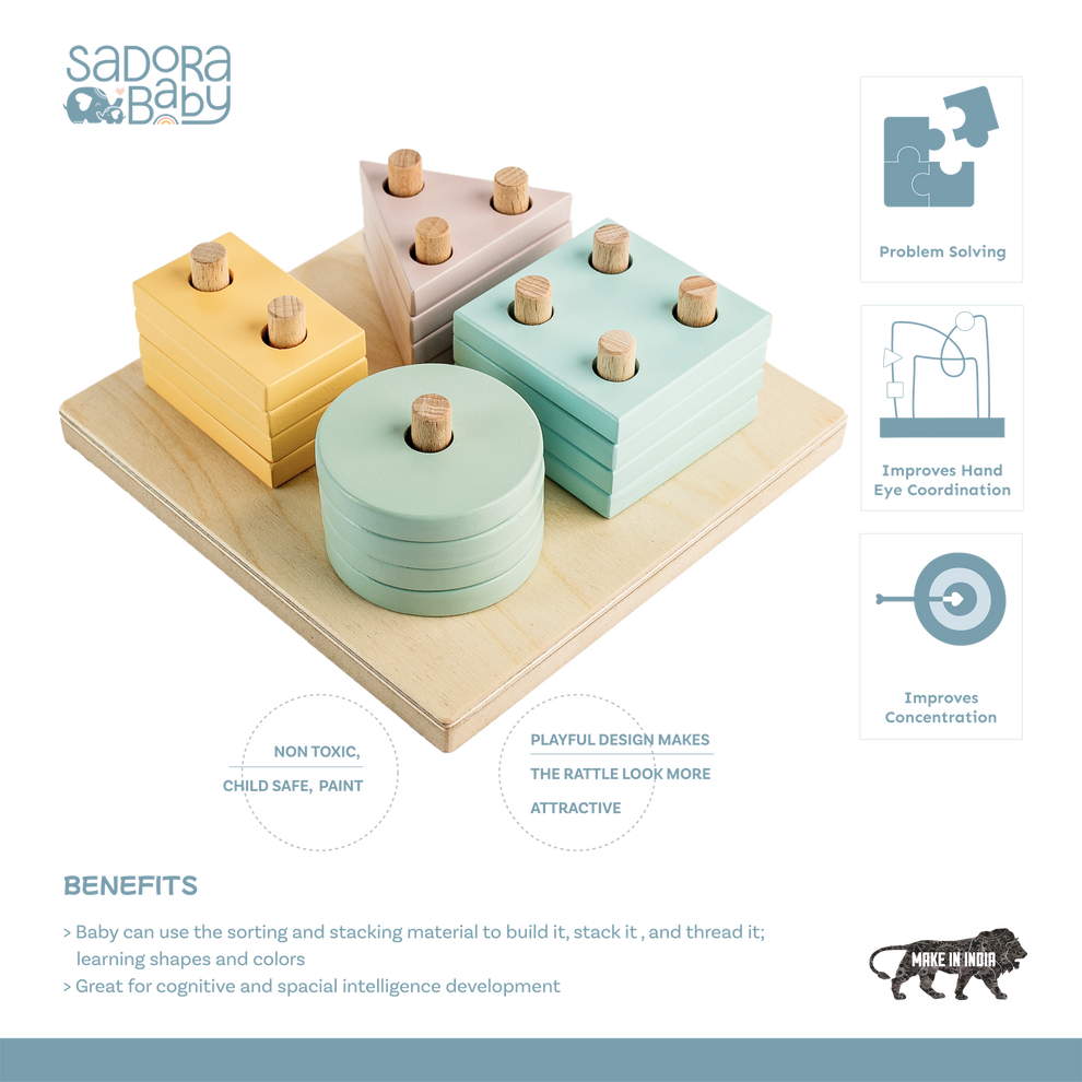 Buy Wooden Shapes Sorting & Stacking Blocks Online - SkilloToys.com