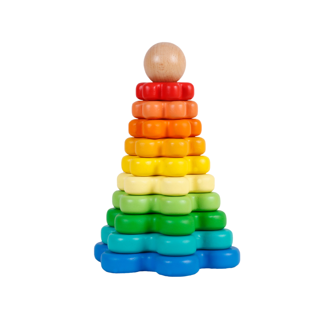 Buy Wooden Flower Shape Stacker Big Tower - SkilloToys.com