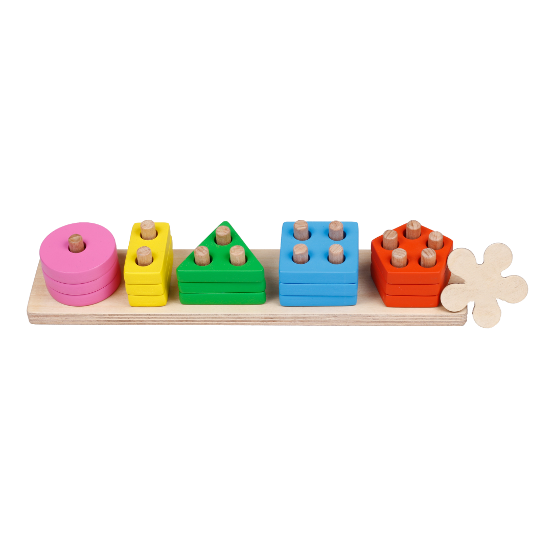 Buy Wooden 5 Shapes Learning Stacker - SkilloToys.com